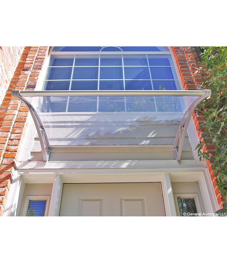 Skaidrus polikarbonato stogelis su lataku – pilki laikikliai | E-Plastena