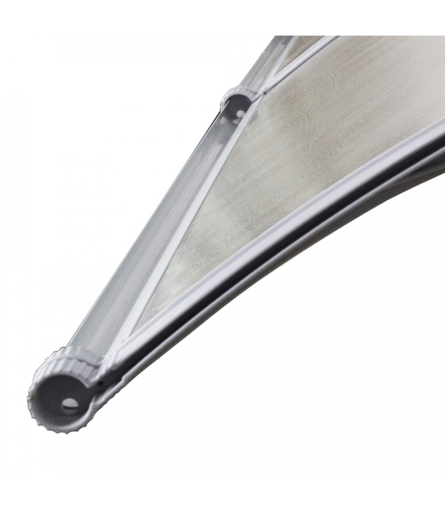 Skaidrus polikarbonato stogelis su lataku – pilki laikikliai | E-Plastena